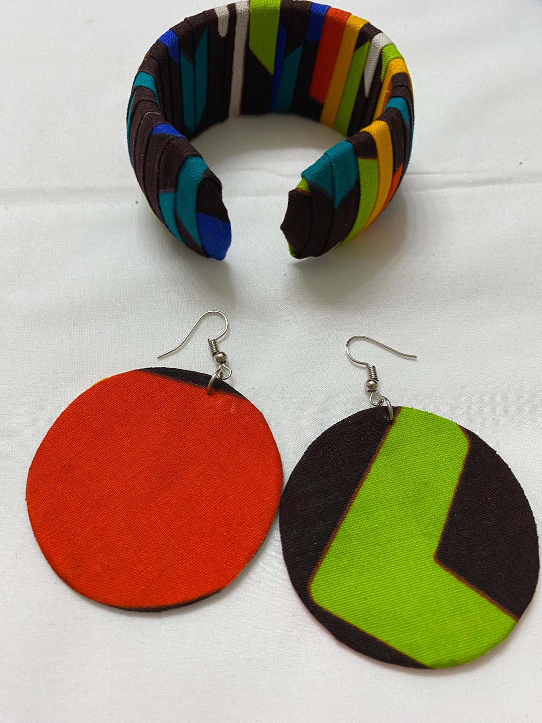 Bangles and Earing Set / African Print Wrap Bangles/ Bracelet and ...