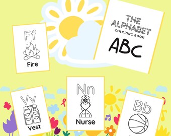26 Pages Alphabet Coloring Book Printable for Kids, Alphabet Coloring ...