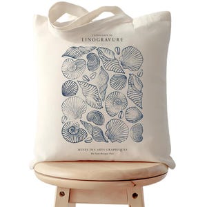 Seashells Tote Bag, Vintage Style, Beach Bag, Nautical Tote Bag, Canvas Tote Bag, Nautical Gift ...