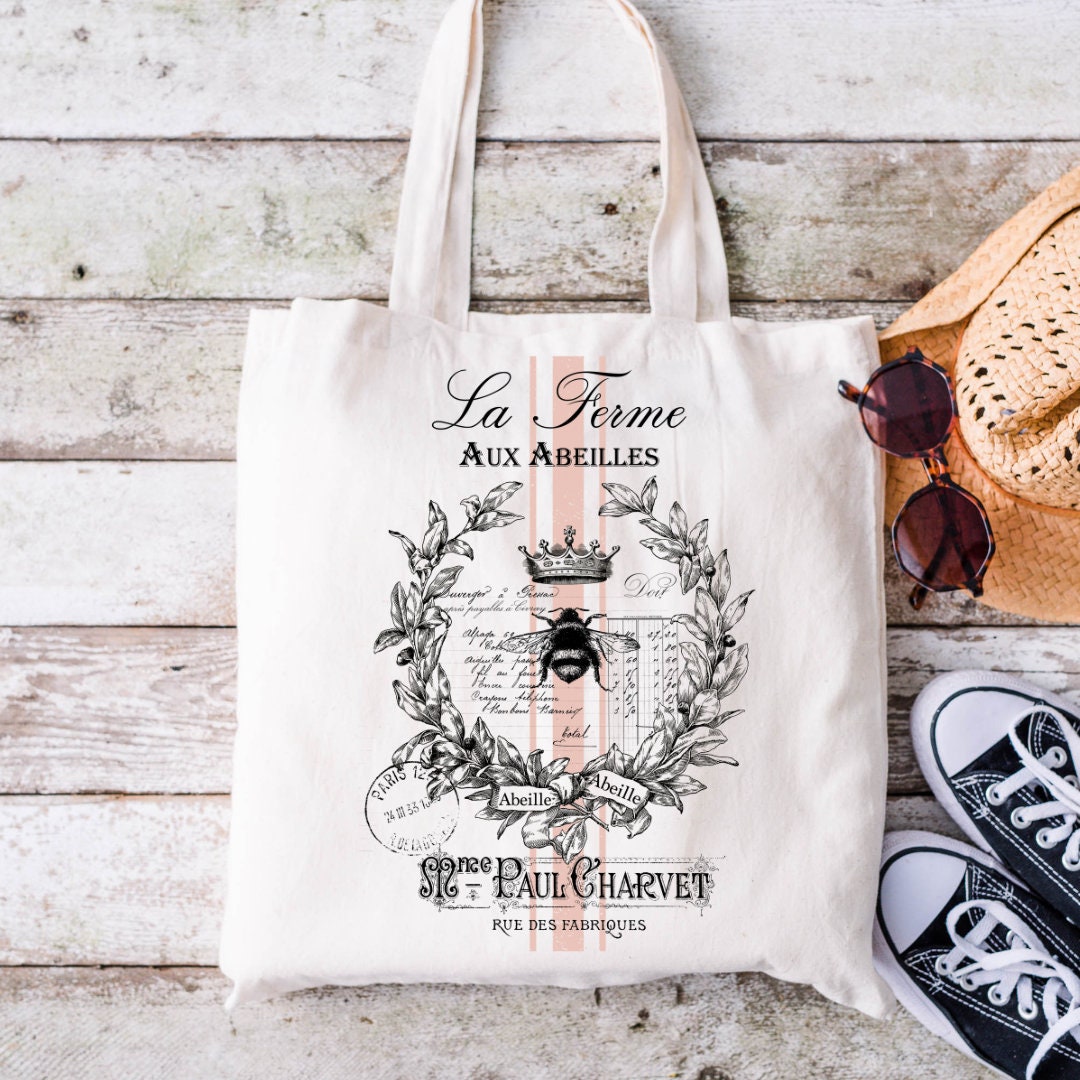 Honeybee Tote Bag French Queen Bee Tote Bag Vintage French Shabby Chic ...