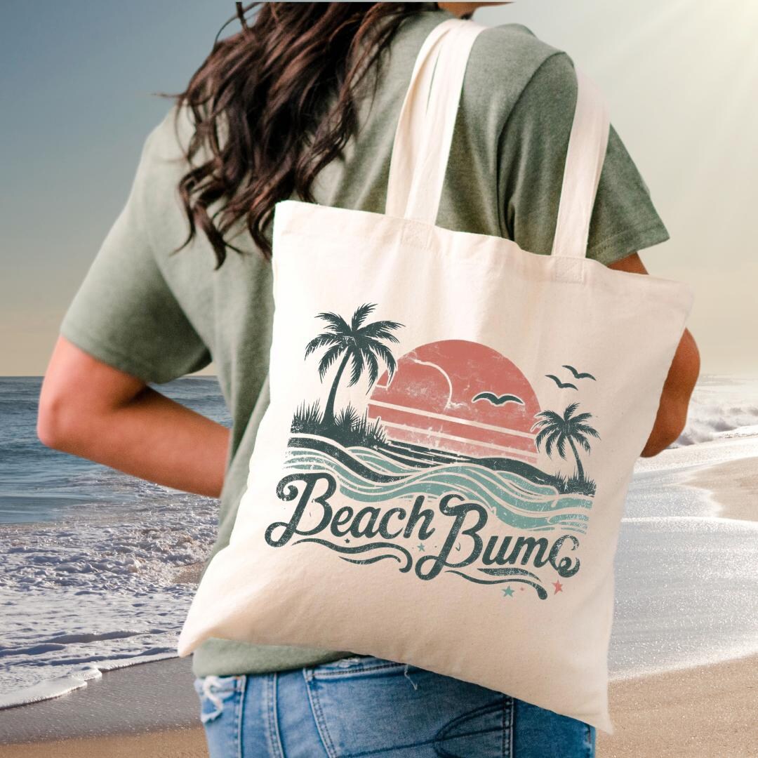 Vintage Beach Bum Canvas Tote Bag: Retro Nautical Style - Etsy