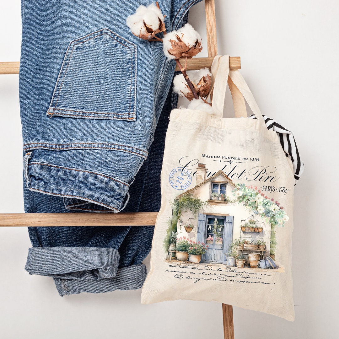 French Country Cottage Tote, Shabby Chic, Cottage Core, Tote Bag ...
