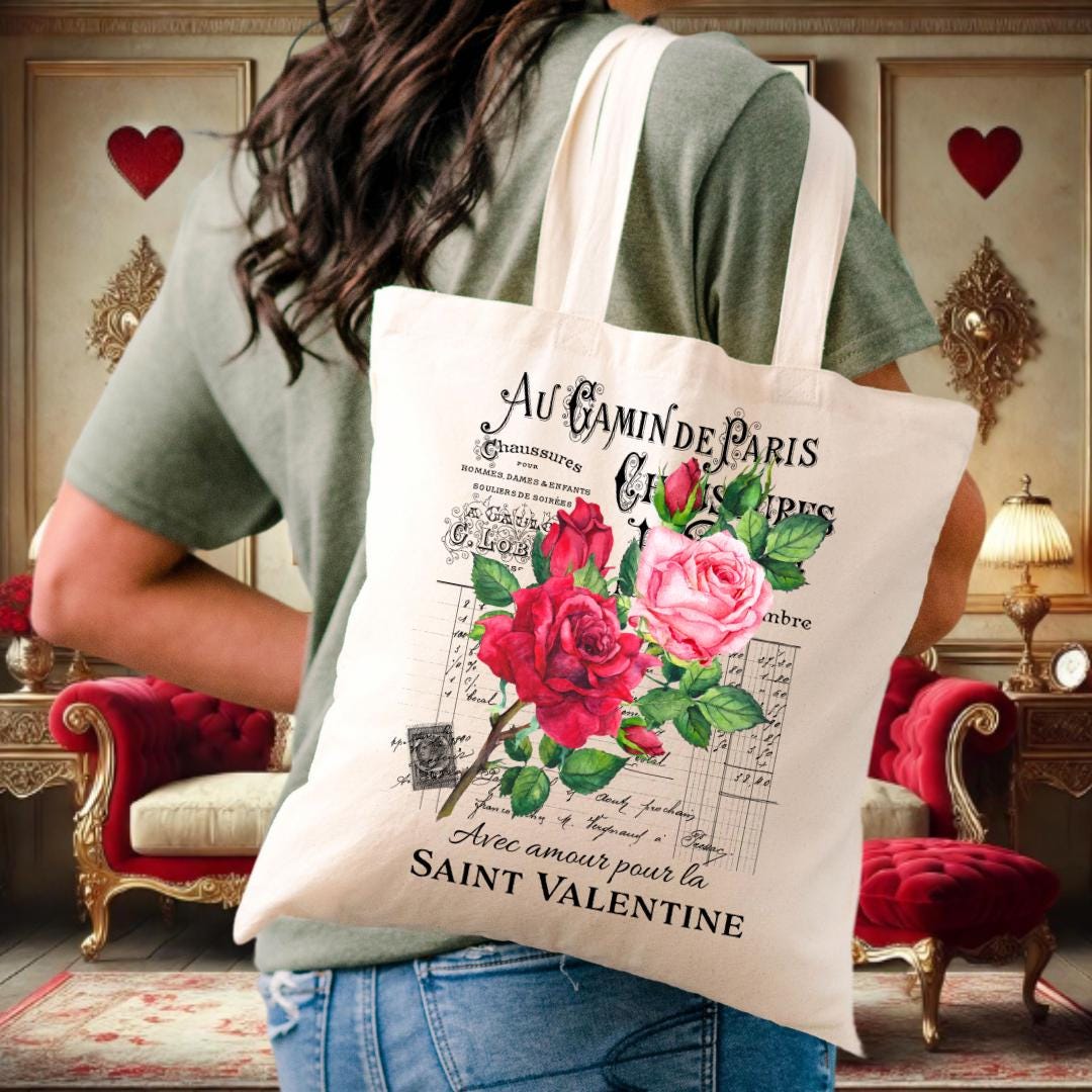 Floral Canvas Tote Bag: French Country Shabby Chic Style - Etsy