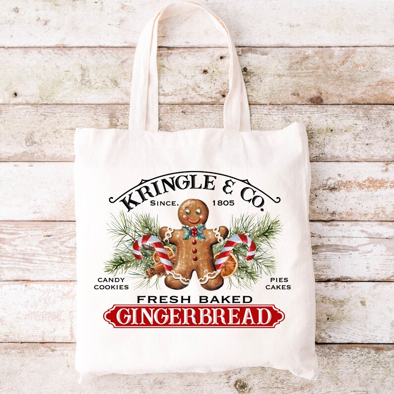 Christmas Tote Bag, Gingerbread Gift Bags, Cute Xmas Gifts, Holiday ...