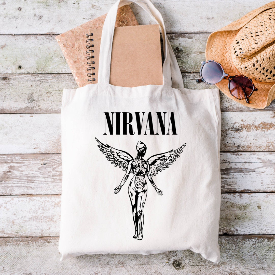 Nirvana Tote Bag, Album Cover Art, in Utero Album Art Tote Bag, School Tote Bag for Nirvana Fans ...