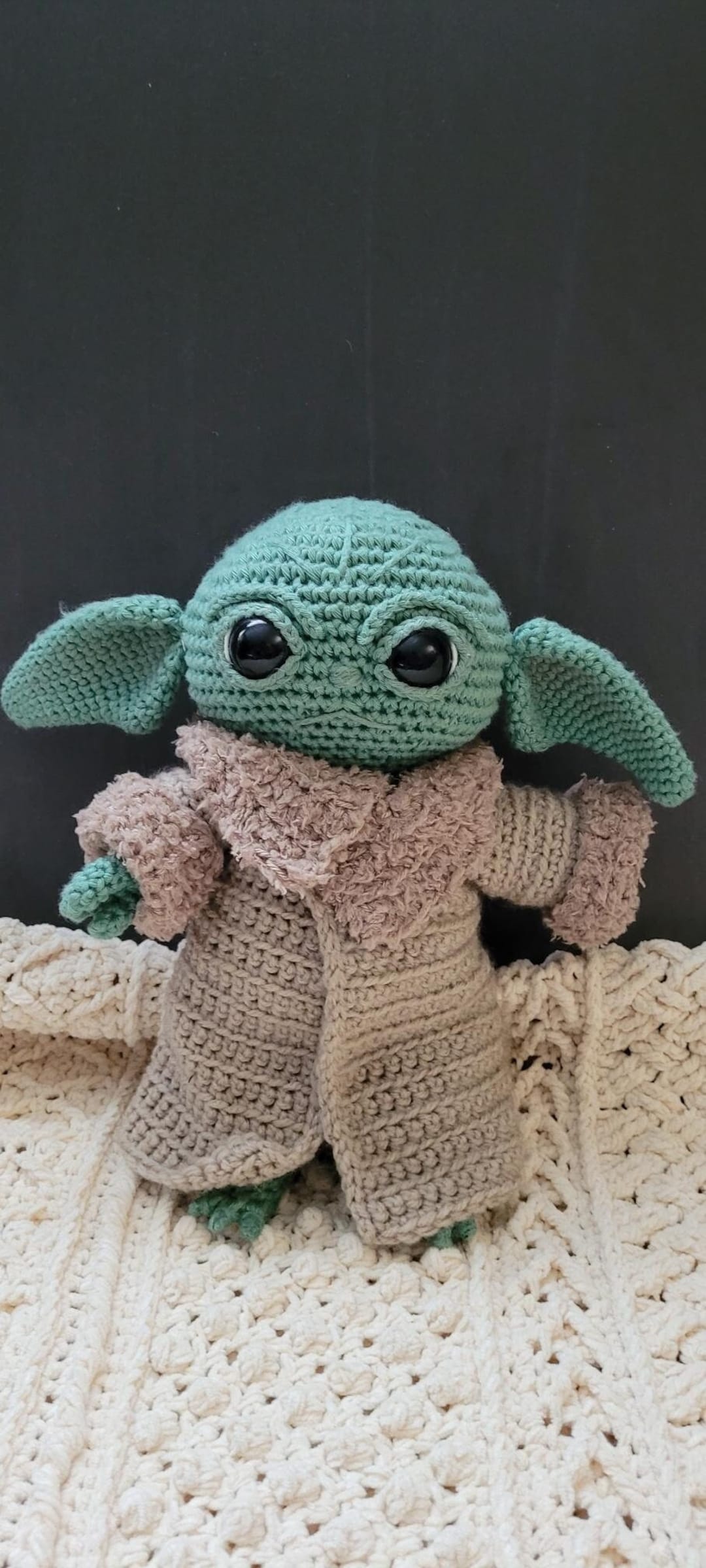 Baby Yoda Grogu Crocheted Plush Amigurumi. Handmade Cotton Yarn Toy ...