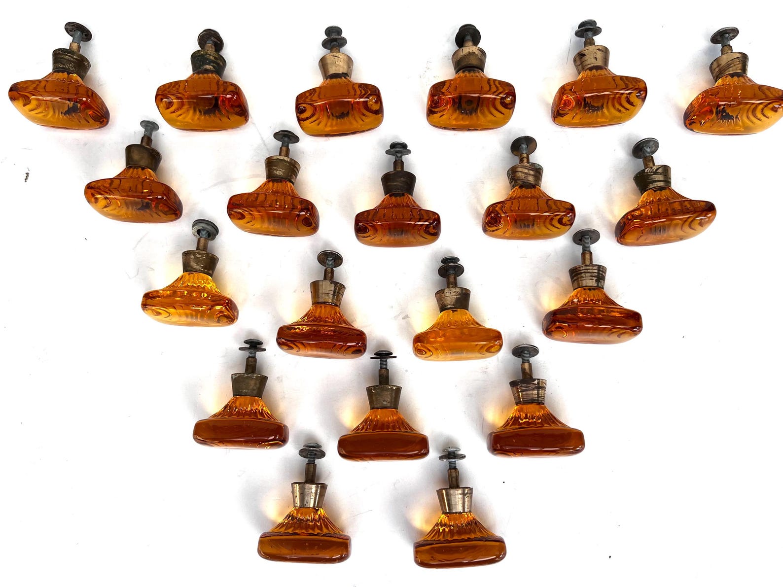 1960s Set of 22 Amber Glass Cabinet Knobs/ Pulls by Miller Brother Sweden - Midcentury Modern ...