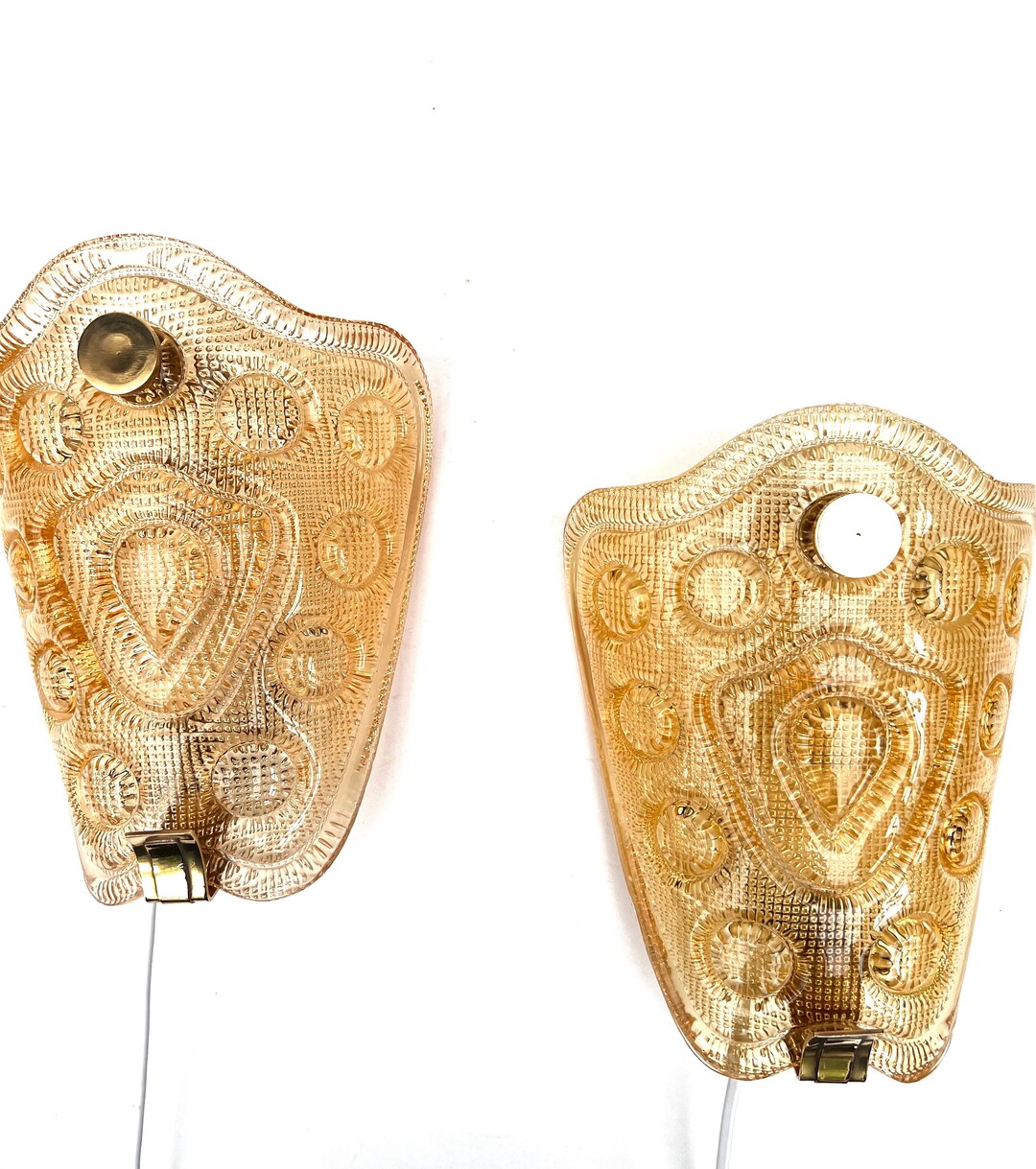 1950s Pair of Amber Glass Wall Sconce, by Orrefors | Vintage Mid ...