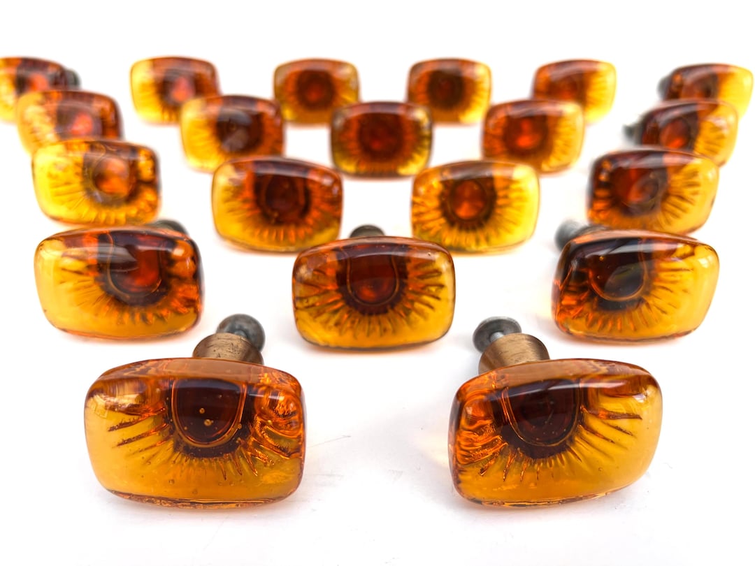 1960s Set of 22 Amber Glass Cabinet Knobs/ Pulls by Miller Brother Sweden - Midcentury Modern ...