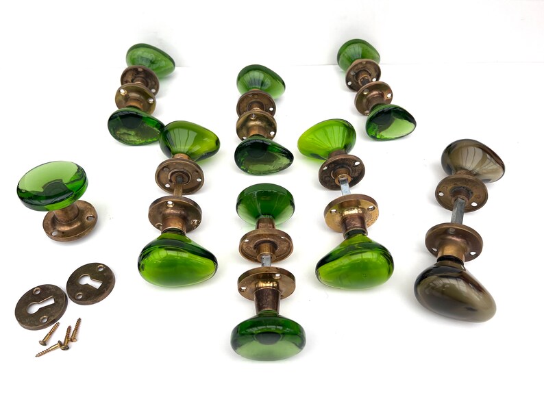 1960s Verrina Green Glass Door Handles: Mid-century Modern Brass Hardware (set of 4) - Etsy
