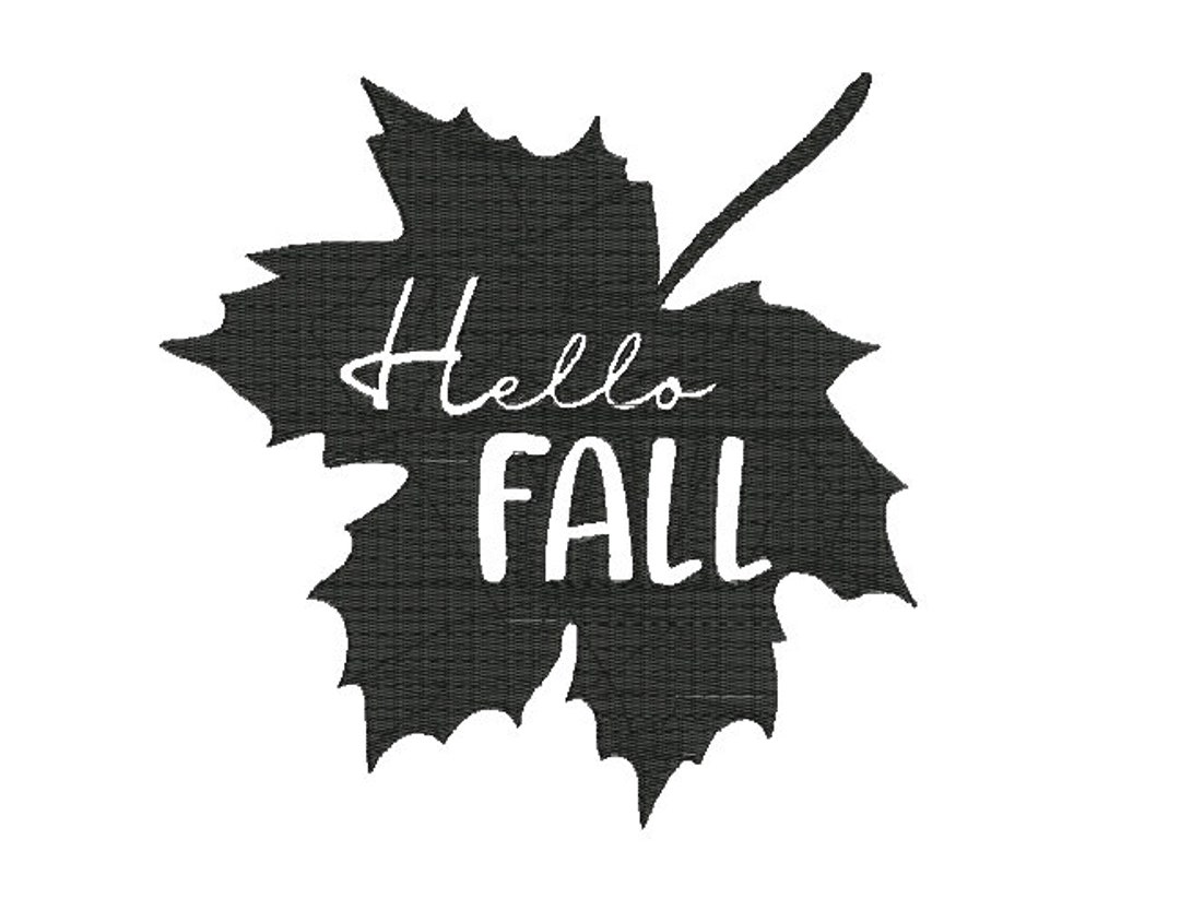 Hello Fall Machine Embroidery Designs Download Autumn Leaf - Etsy