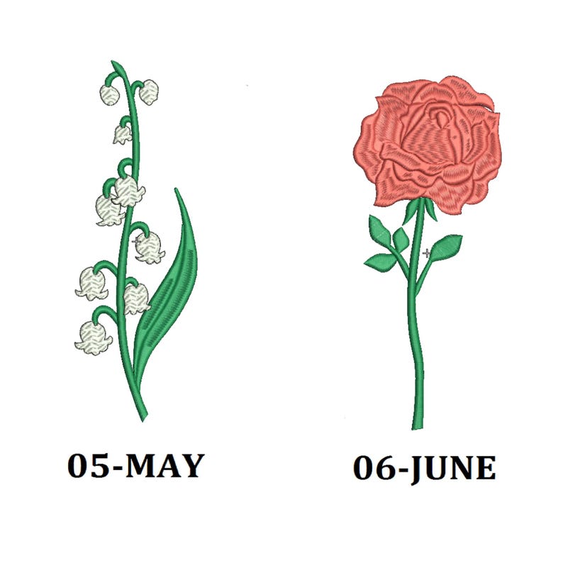 12 Wildflower Machine Embroidery Design: Birth Month Flowers, 6 Sizes ...