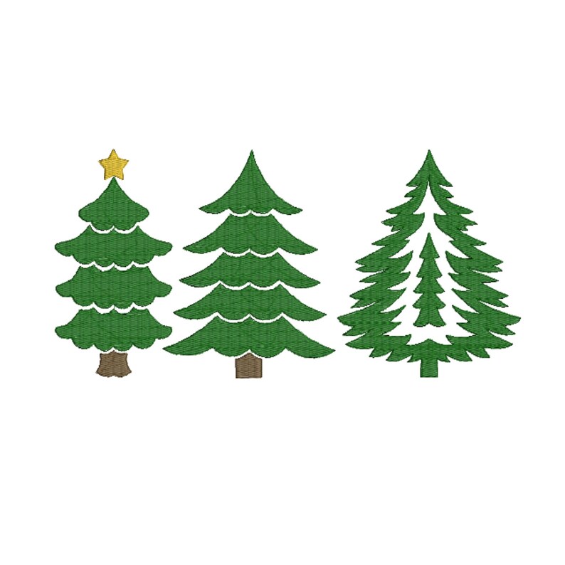 Christmas Tree Trio Applique Machine Embroidery Design , Christmas Tree ...