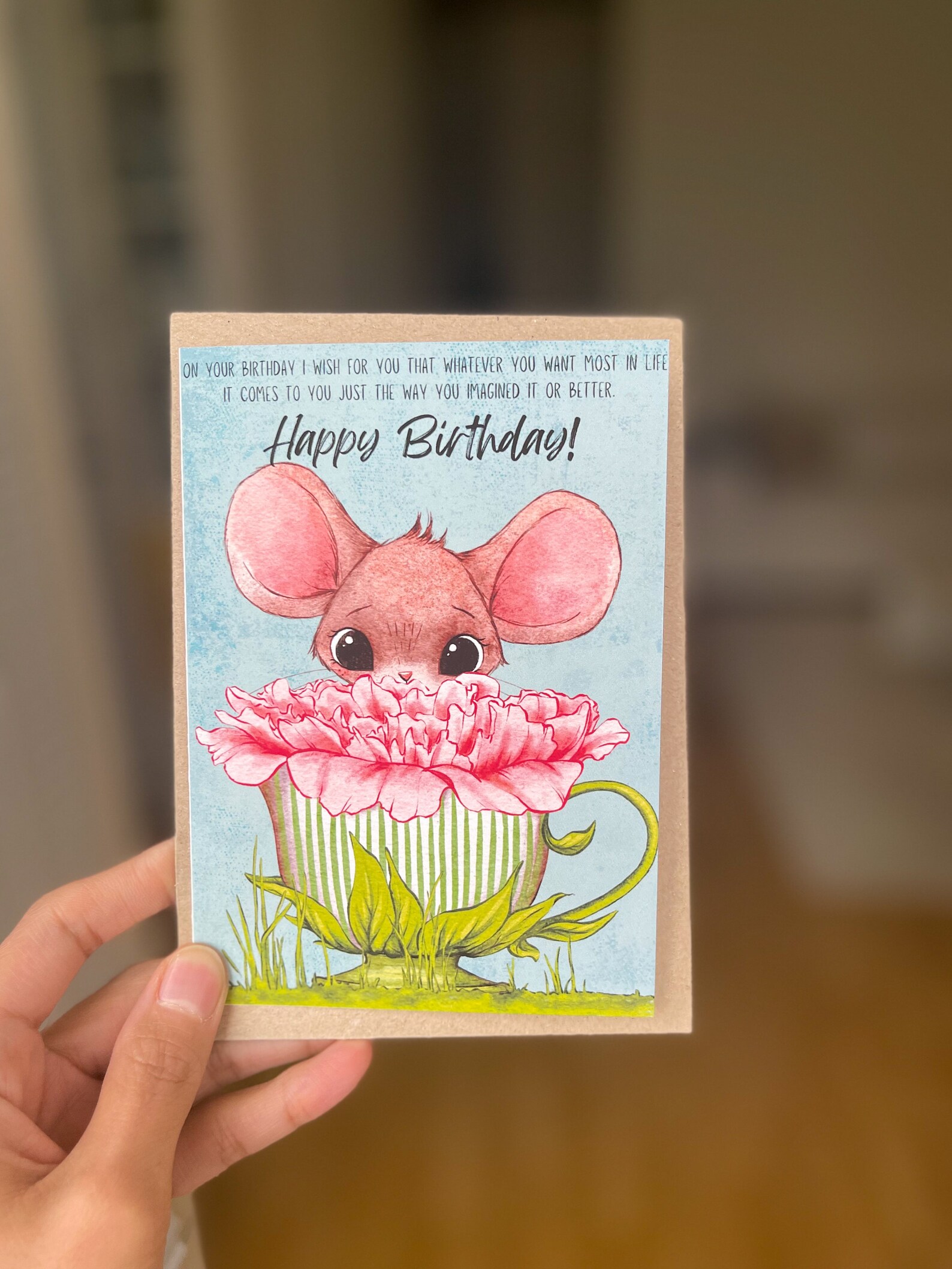 Sweet Birthday Card | Mouse Greeting Card - Etsy