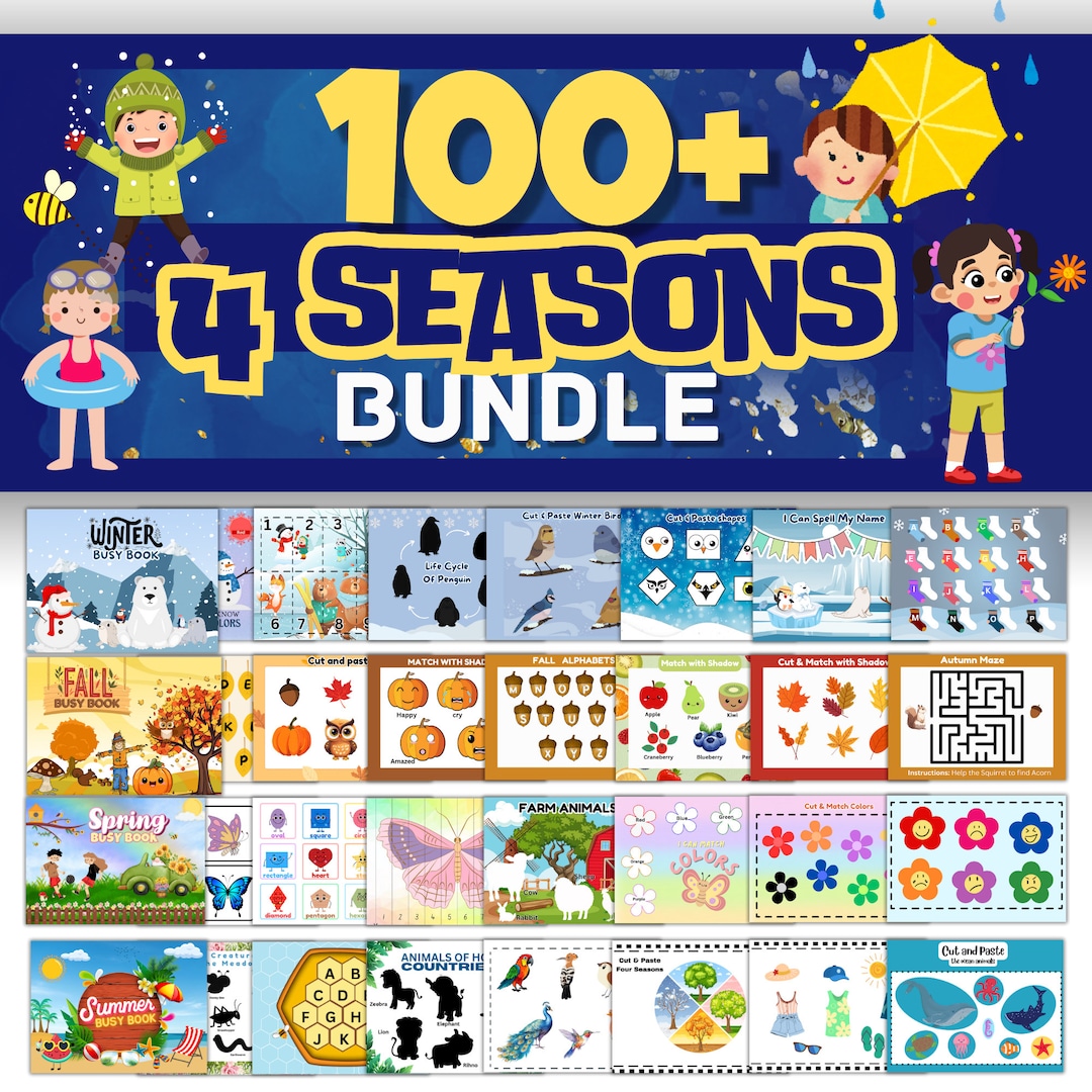 4seasons Busy Book Bundle | Fall Winter Spring Summer Busy Book 100 ...