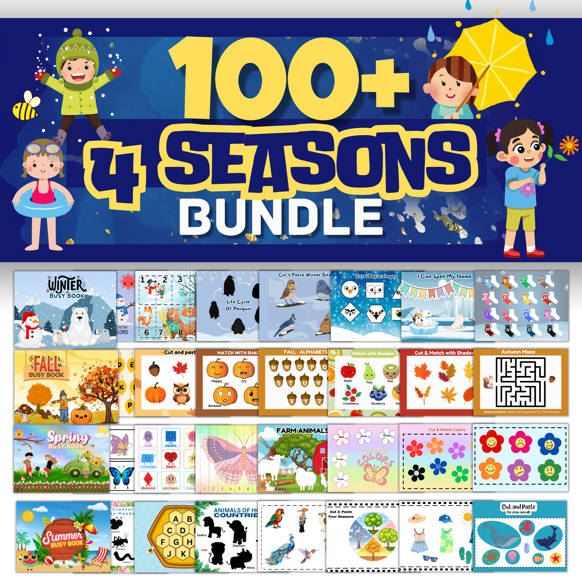 4 Seasons Busy Book Bundle: Preschool Learning Activities (PDF File) - Etsy