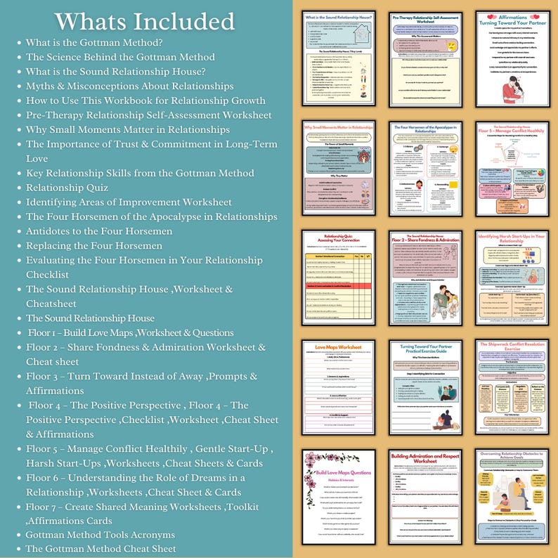 130+ Gottman Method Relationship Therapy Worksheets, Communication ...