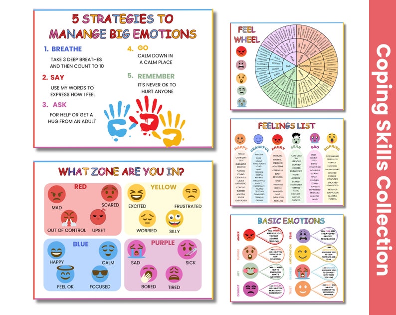 Feelings and Emotions Coping Skills Bundle: Kids & Teens (printable PDF ...