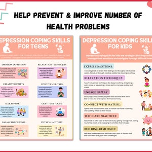 Depression Coping Skills Handout Bundle for Kids & Teens (10pages ...