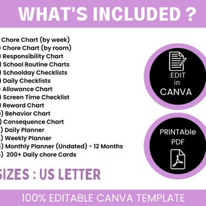 Editable Chore Chart for Multiple Kids Daily Checklist Canva, Daily ...