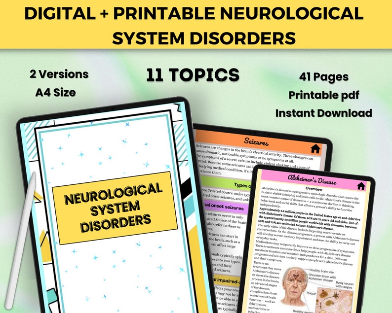 Digital Neurological System | Neuro Bundle | Med Surg Notes | Pritnable ...
