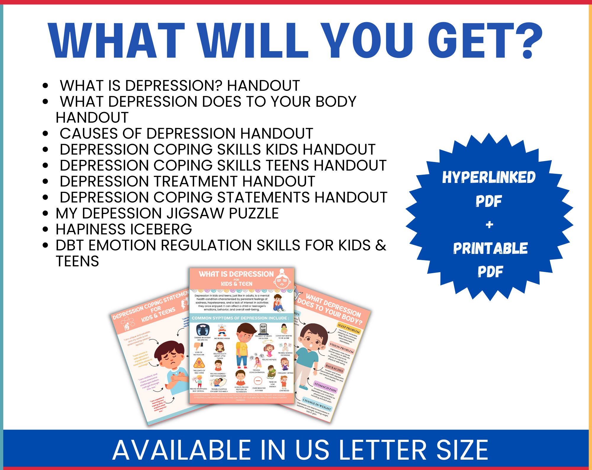 Depression Coping Skills Handout Bundle for Kids & Teens (10pages ...