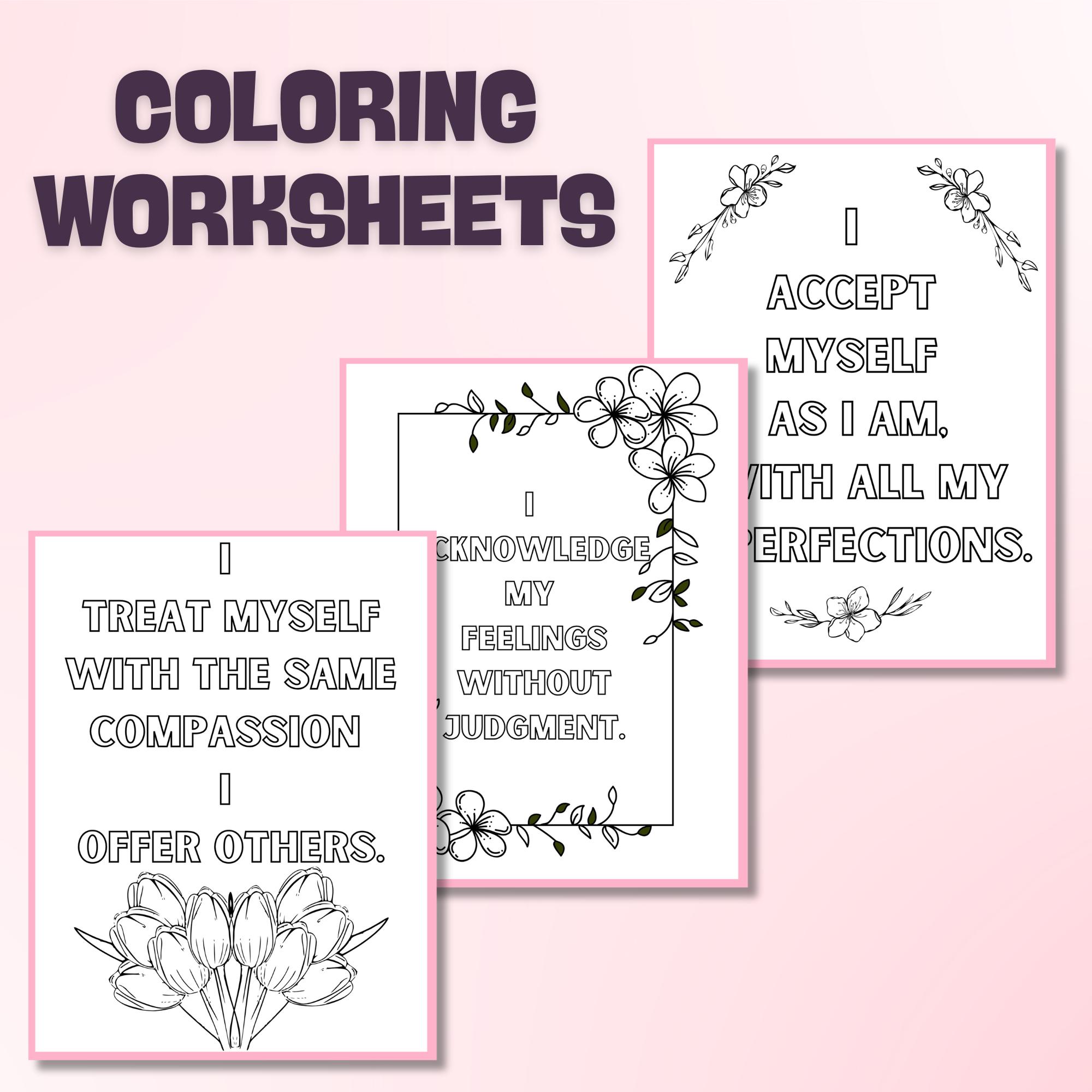 Self Compassion Journal Bundle, Self Esteem, Therapy Worksheets ...