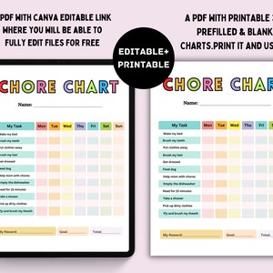 Kids Chore Chart Bundle: Daily Routine Cards, Editable Checklist ...