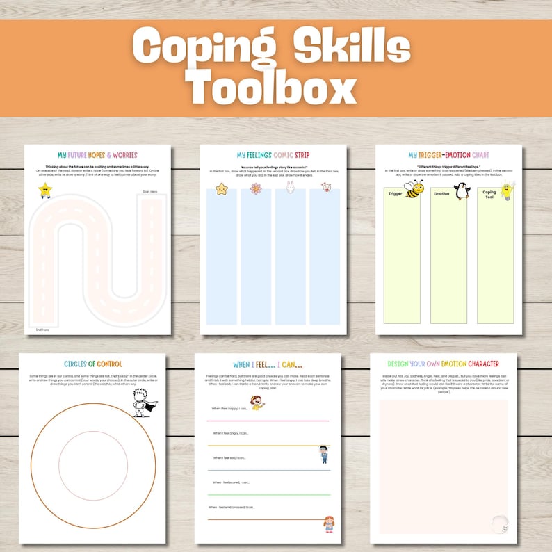 Feelings Therapy Bundle for Kids, Emotions Worksheets, Feelings Wheel ...