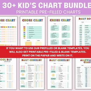 Kids Chore Chart Bundle: Daily Routine Cards, Editable Checklist ...