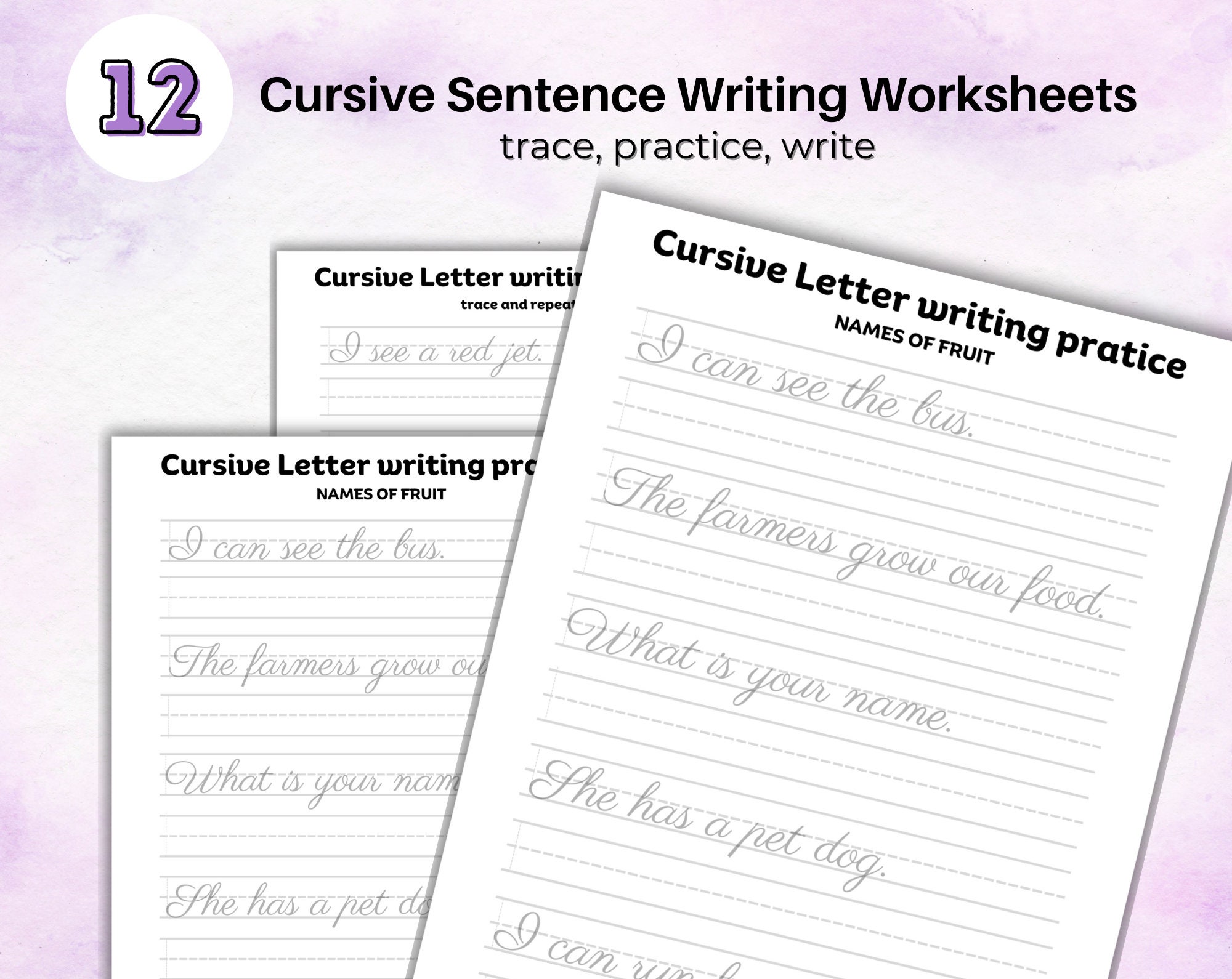 Cursive Handwriting Practice Worksheets for Kids Printable - Etsy