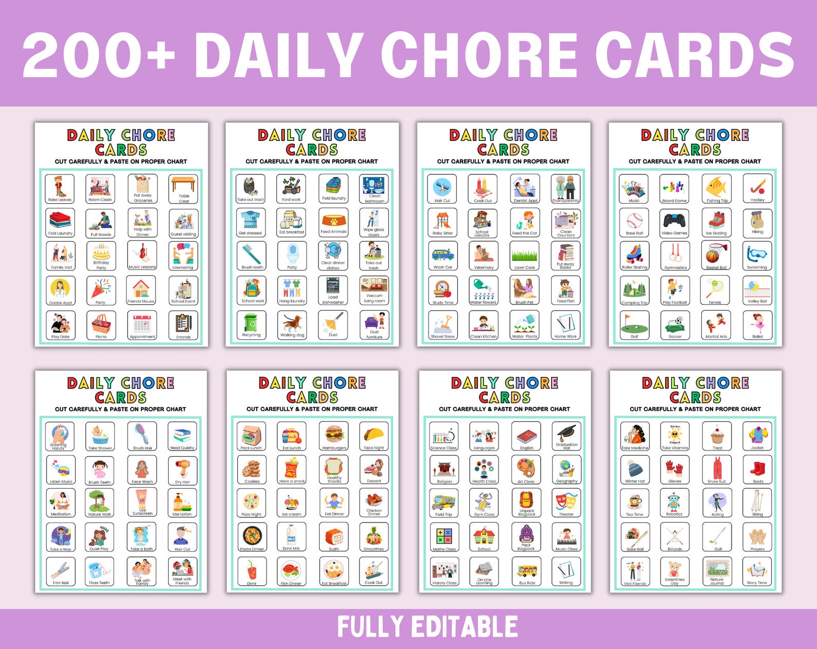 Editable Chore Chart for Multiple Kids Daily Checklist Canva, Daily ...