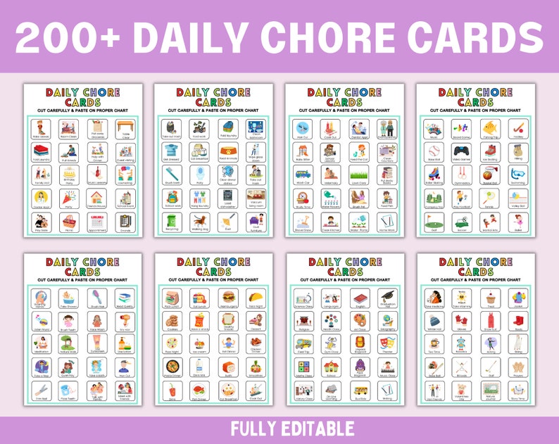 Editable Chore Chart for Multiple Kids Daily Checklist Canva - Etsy