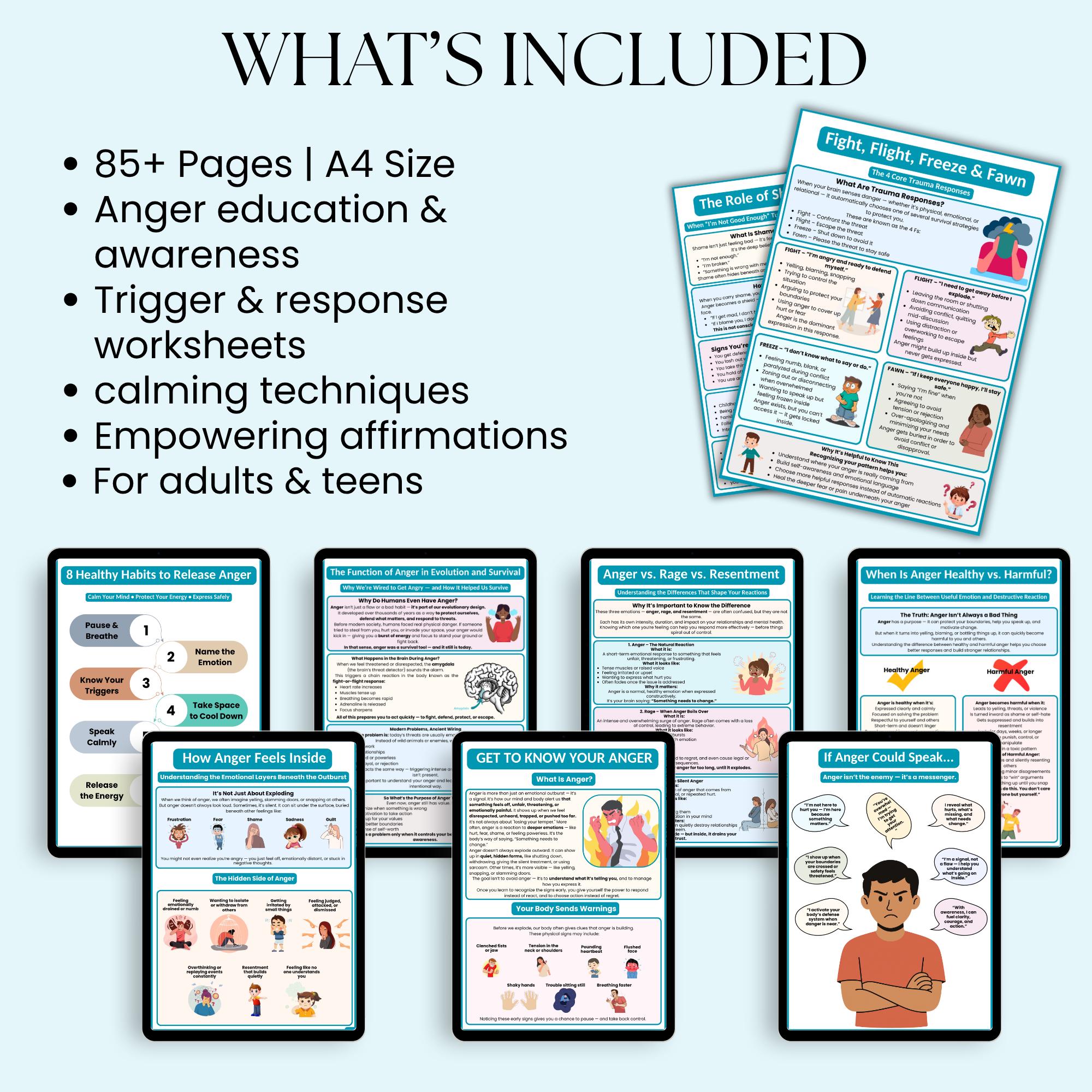 Anger Management Workbook for Teens & Adults | 85+ Page Printable ...