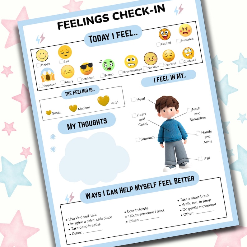 Feelings Check in | Emotions Worksheet for Kids | SEL Emotional ...