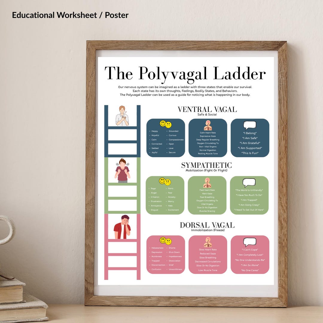 Polyvagal Ladder Worksheet, Polyvagal Theory, Trauma Recovery Aid ...