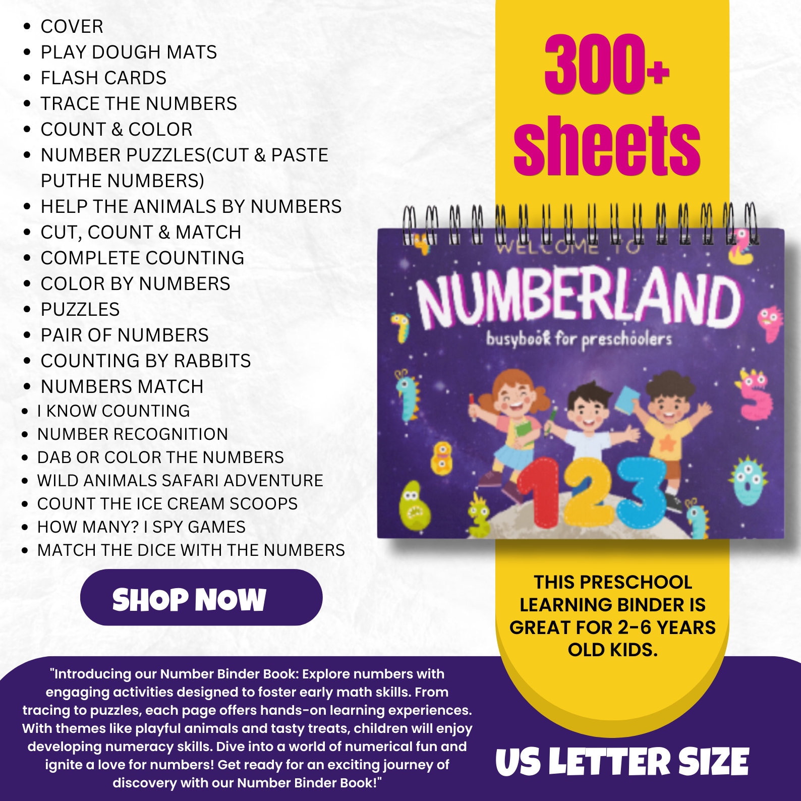 Preschool Number Learning Binder Kindergarten Worksheets Pre-k ...