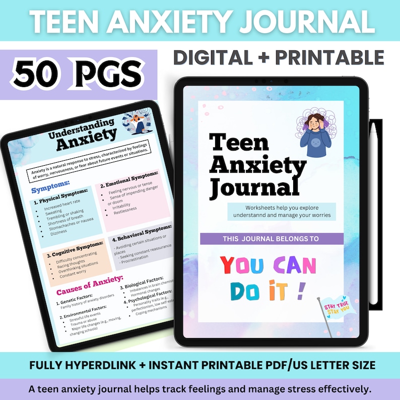 Teen Anxiety Journal Bundle | Self-care Journal | Journaling for Teens ...