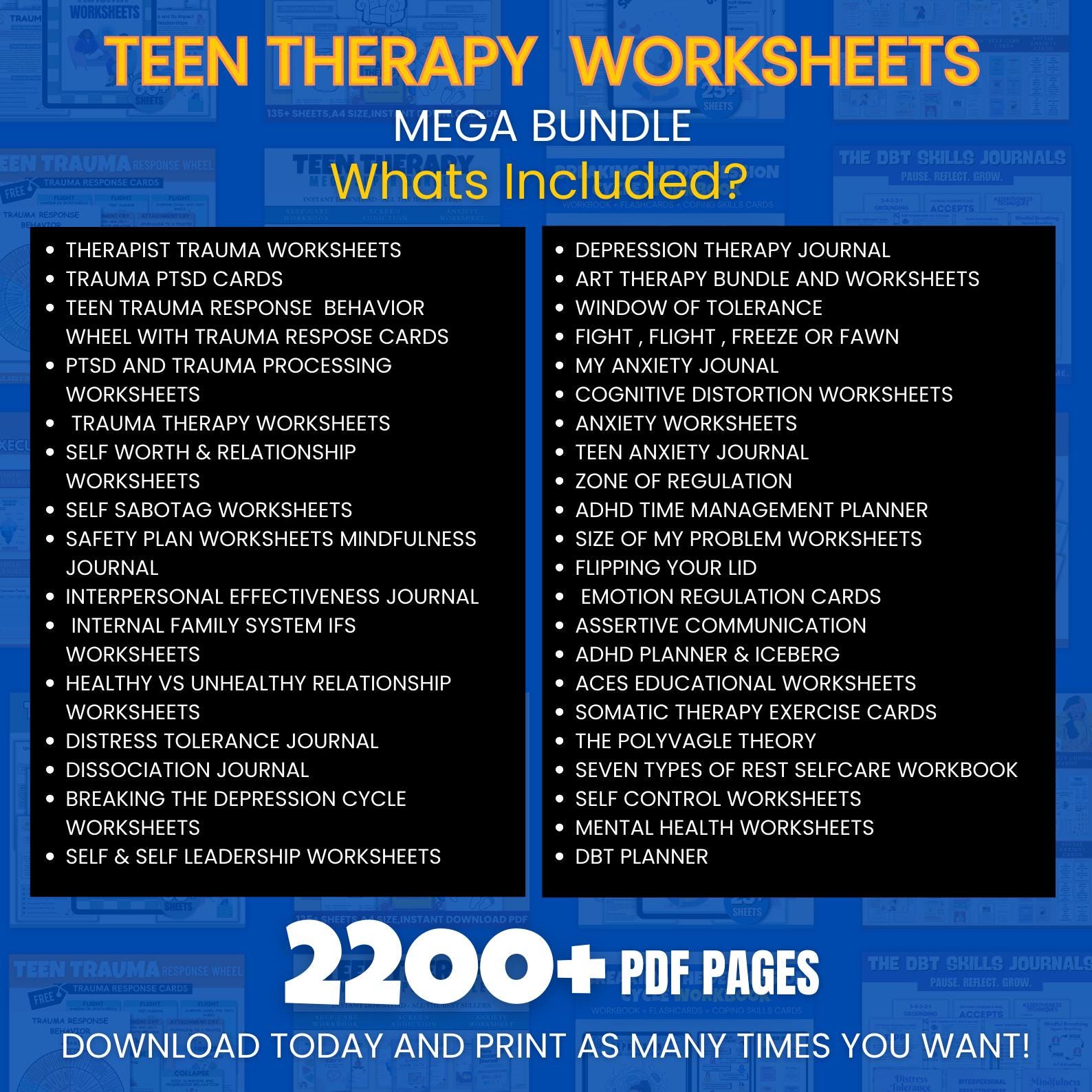 Teen Therapy Mega Bundle 2200+ Pages , Mindfulness for Teens, Therapy ...