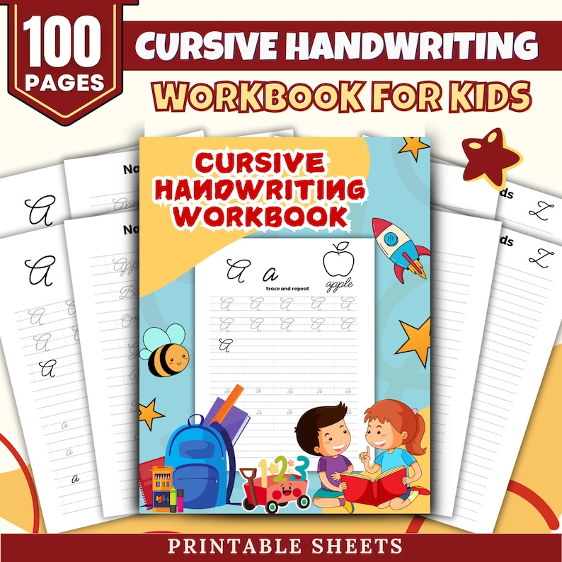 Cursive Handwriting Bundle 100 Pages | Handwriting Book | Practice ...