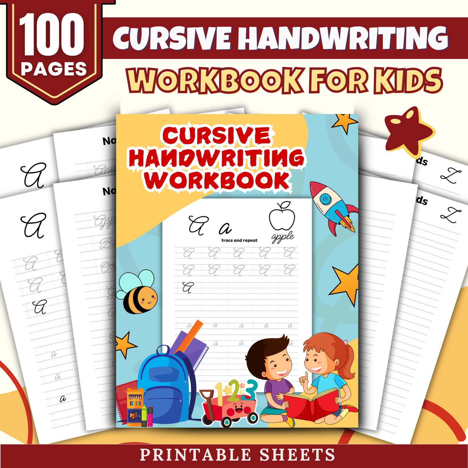 Cursive Handwriting Bundle 100 Pages | Handwriting Book | Practice ...