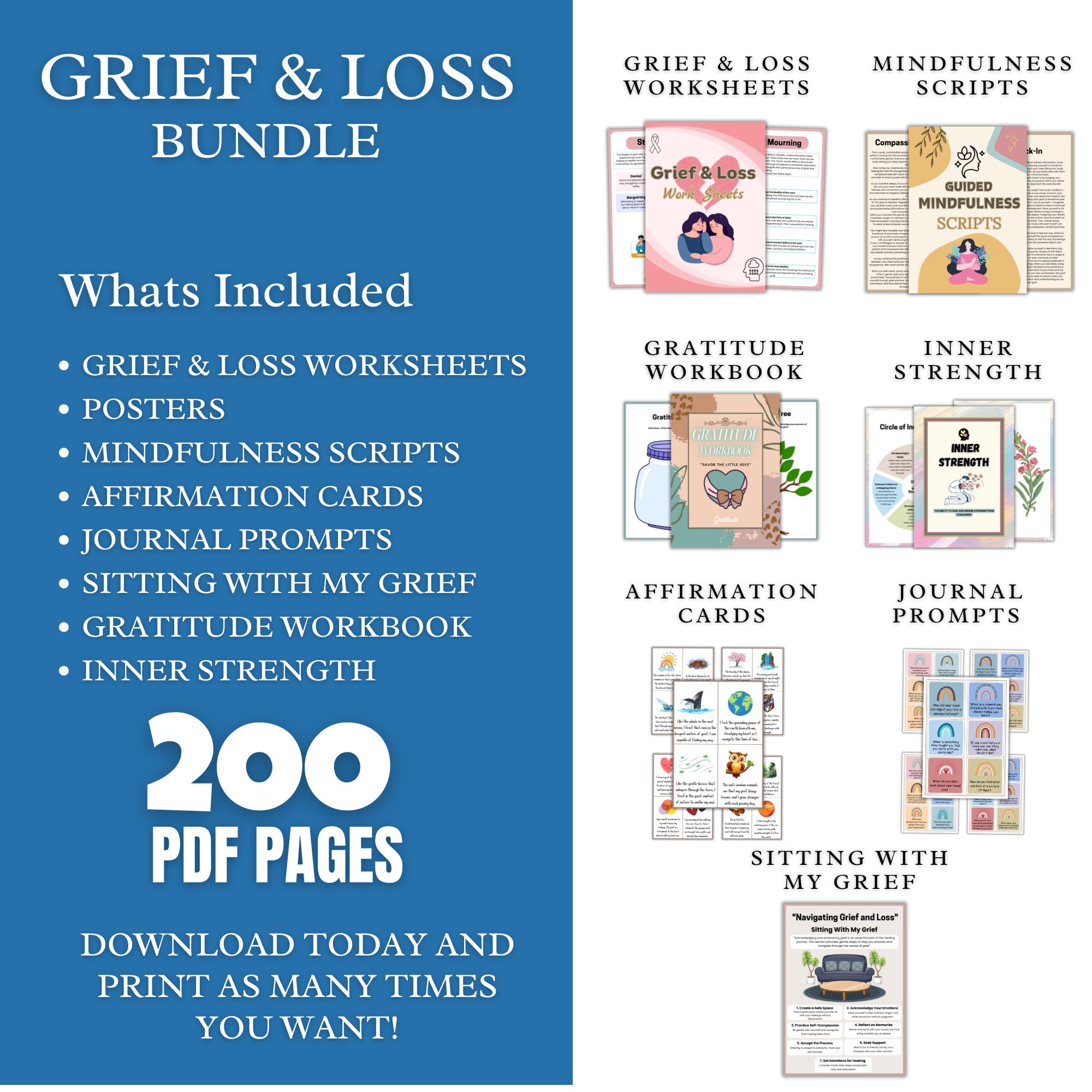 Grief and Loss Mega Bundle | Mindfulness Workbook | Printable Grief ...