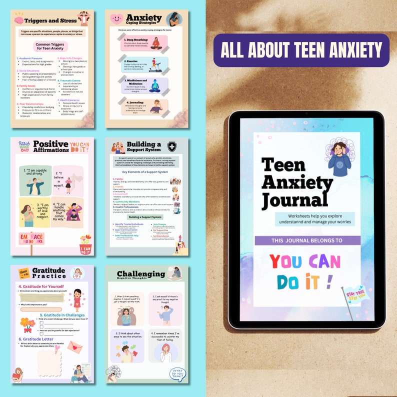 Teen Anxiety Journal Bundle | Self-care Journal | Journaling for Teens ...