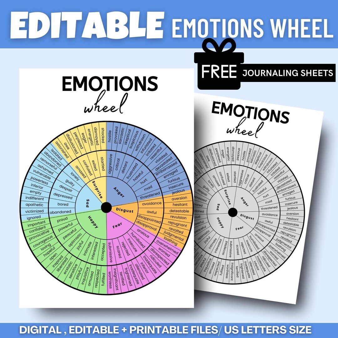Editable Emotion Wheel, Trauma Response Behavior Wheel, Therapy ...