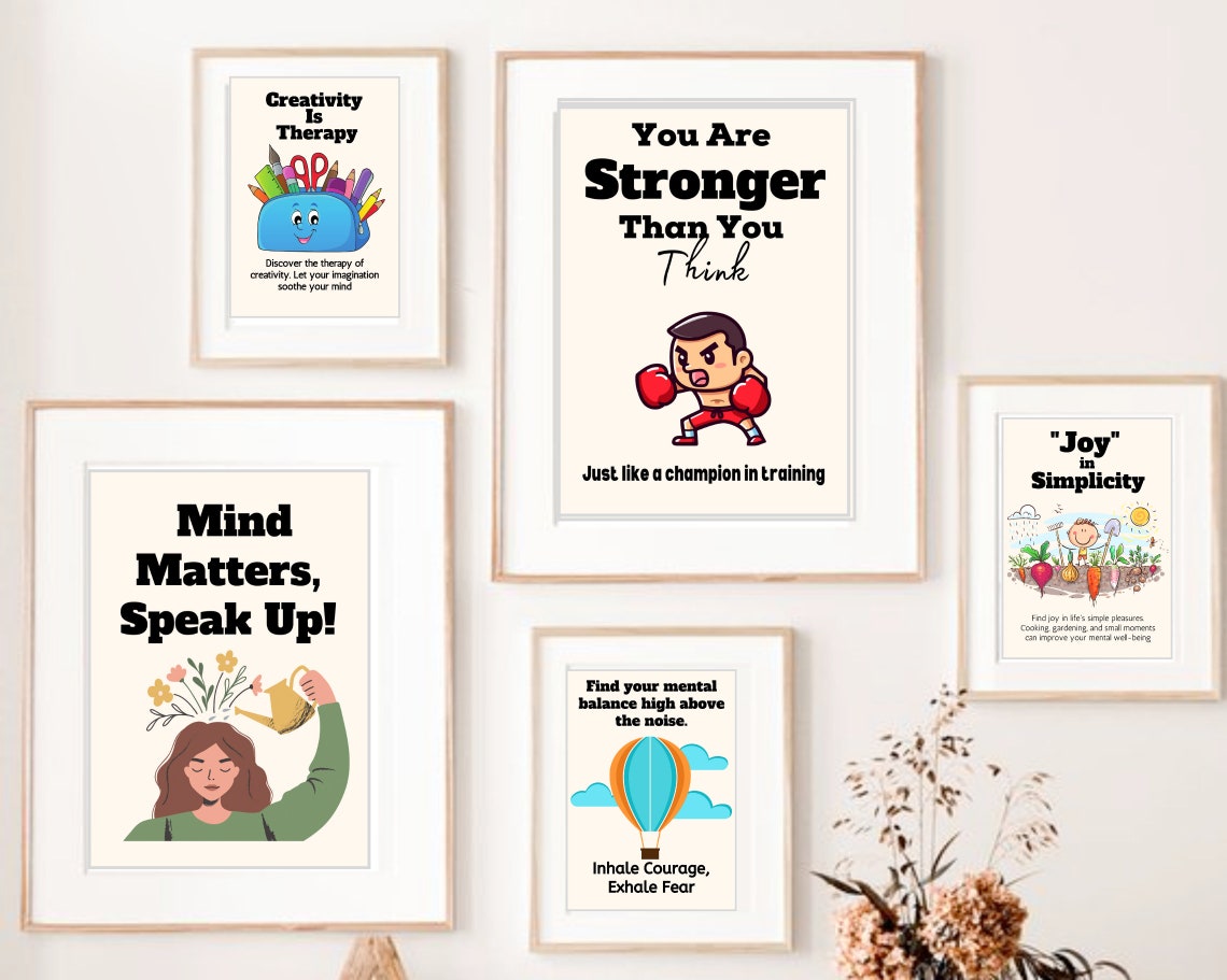 Retro Mental Health Posters Set of 50 Prints therapy Counseling Office ...