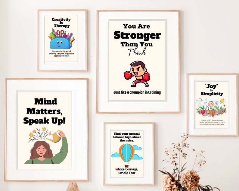 Retro Mental Health Posters Set of 50 Prints therapy Counseling Office ...