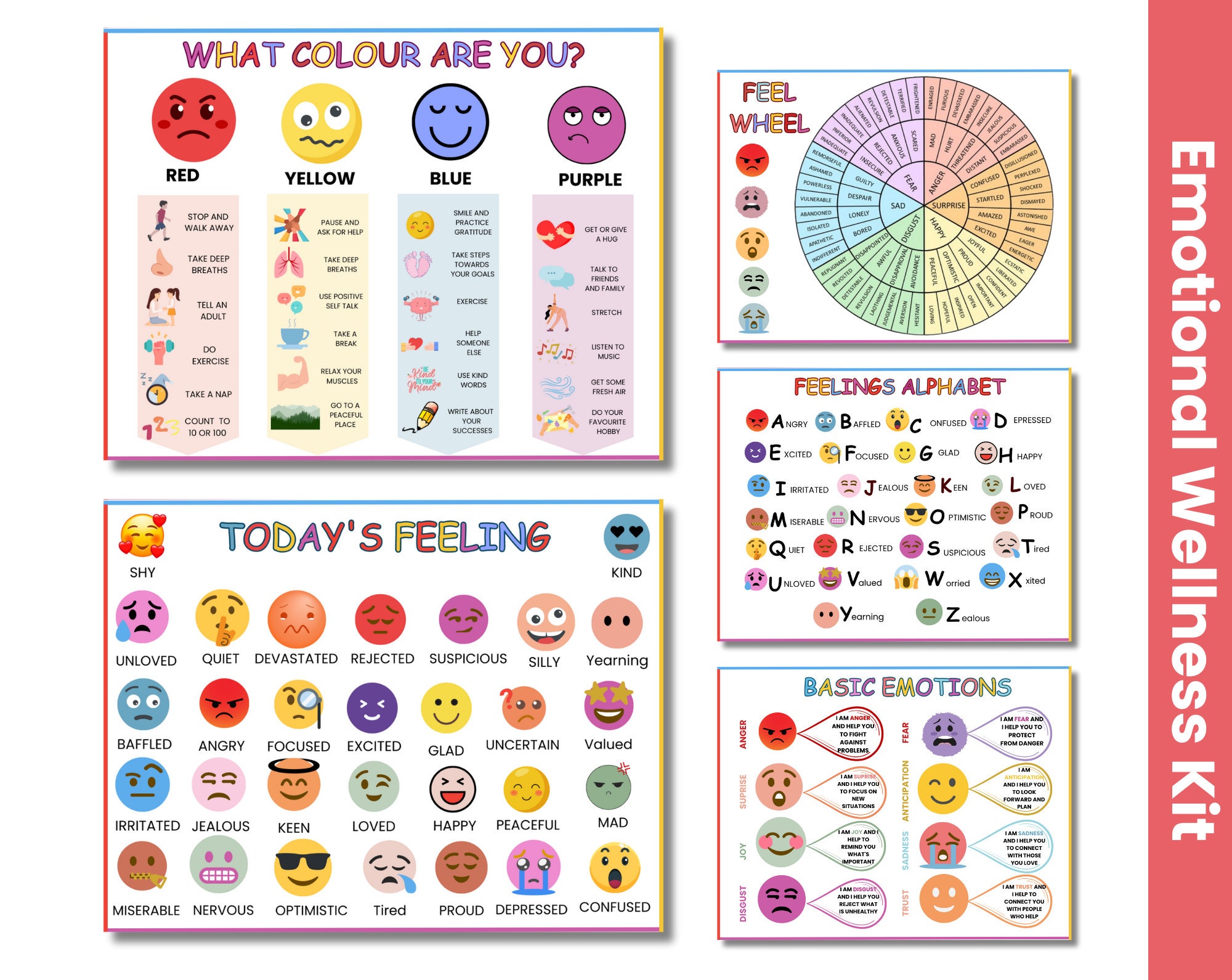 Feelings Emotions Coping Skills Bundle Set for Teens Kids 10 Pgs ...