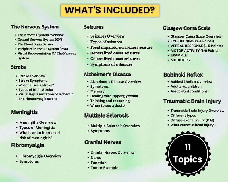 Digital Neurological System Neuro Bundle Med Surg Notes Pritnable 41 ...