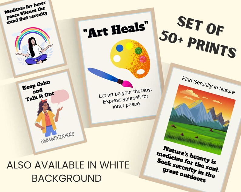 Retro Mental Health Posters| Set of 50+ Prints |therapy| Counseling ...