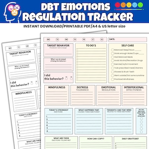 DBT Emotion Regulation Tracker | Regulation Worksheets | DBT Worksheets ...